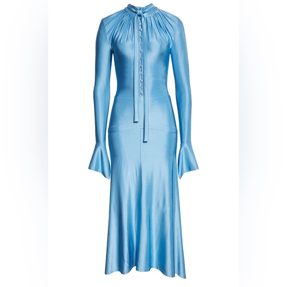 Paco Rabanne | Dresses | Paco Rabanne Blue Second Skin Long Sleeve ...